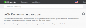 quickbooks ACH payments issues and how to work around them